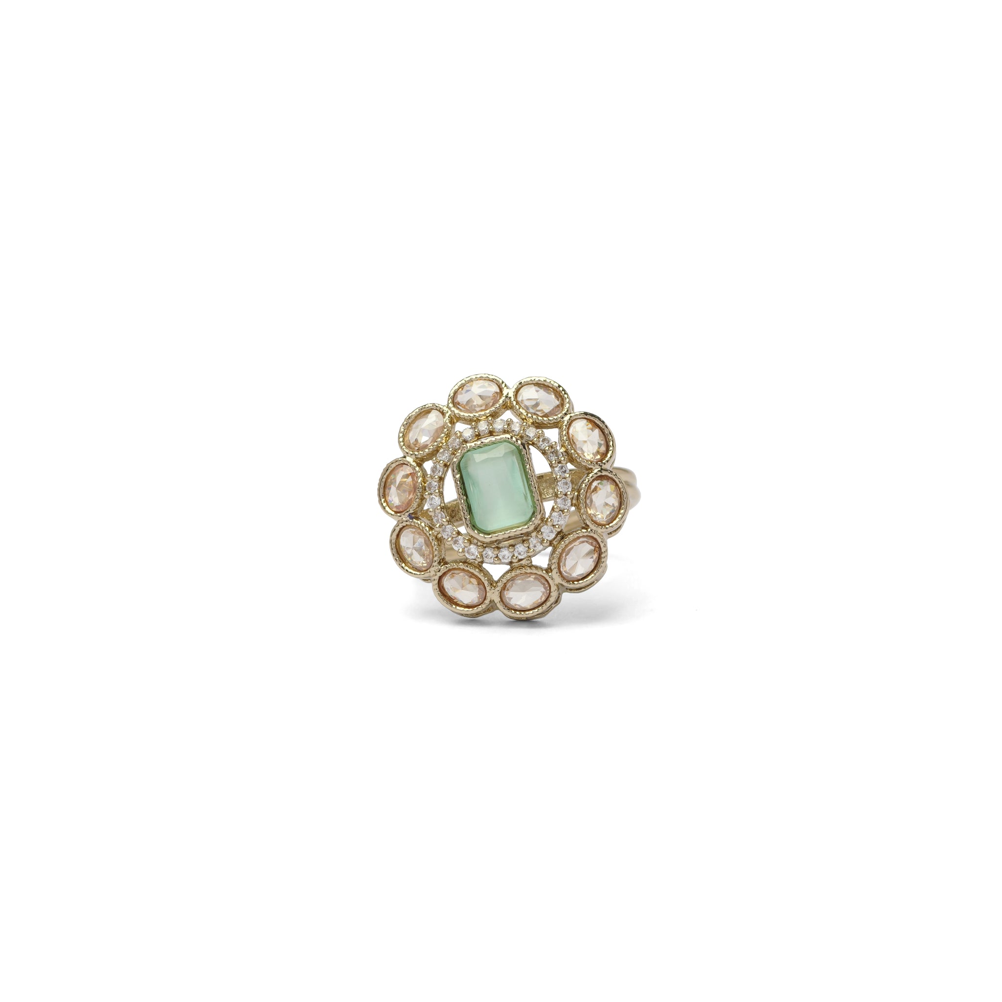 Nyla Ring in Mint and Antique Gold