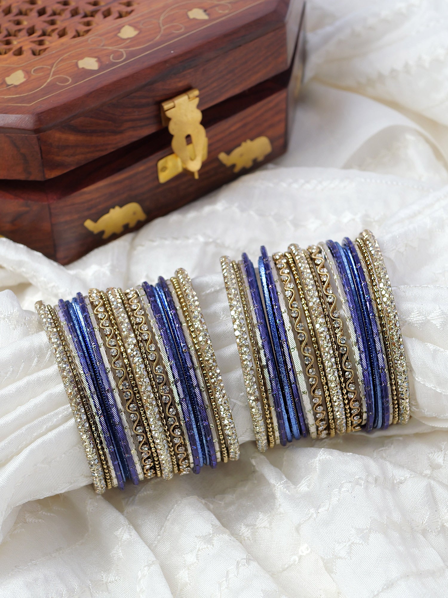 Sameera Two Hand Bangle Set in Navy