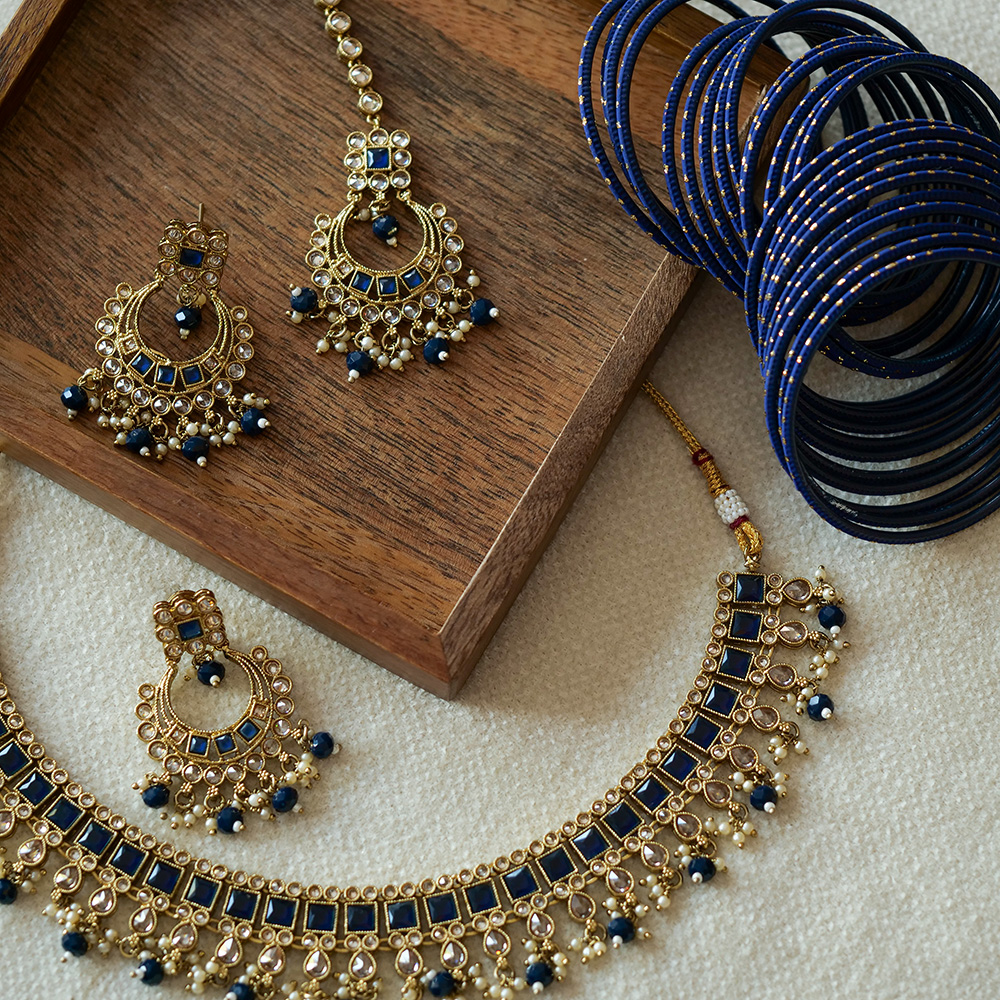 Blue Opulence | Curated Indian jewellery in Blue and Antique Gold