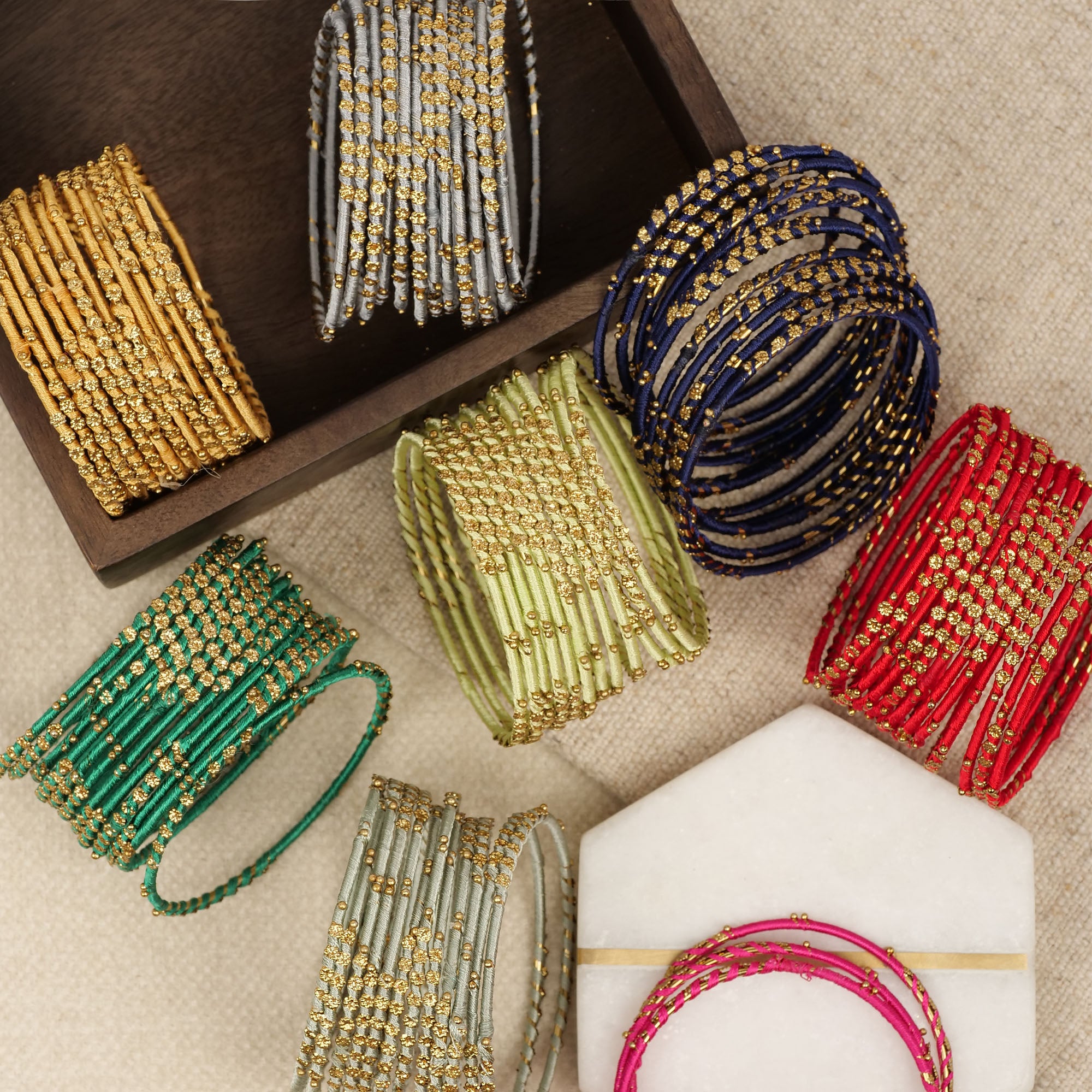 Thread Bangles | Vibrant colours, cotton woven bangle sets
