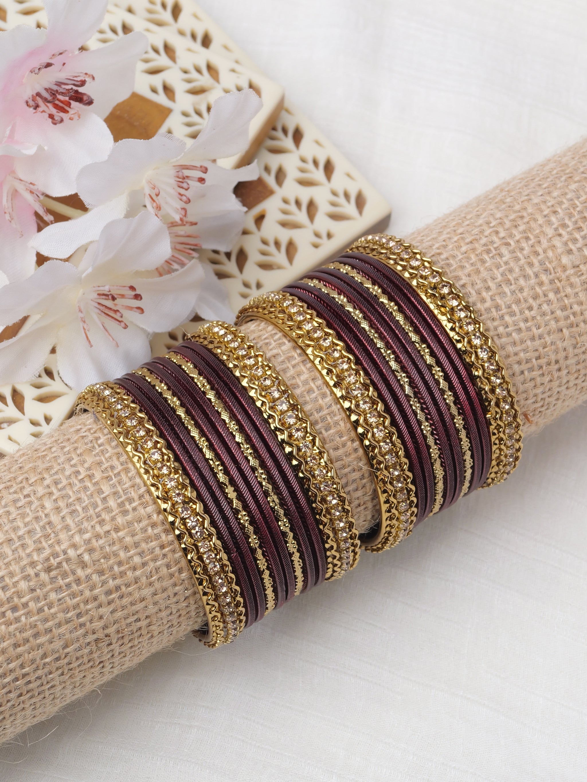Children's Two-Hand Bangle Set in Maroon