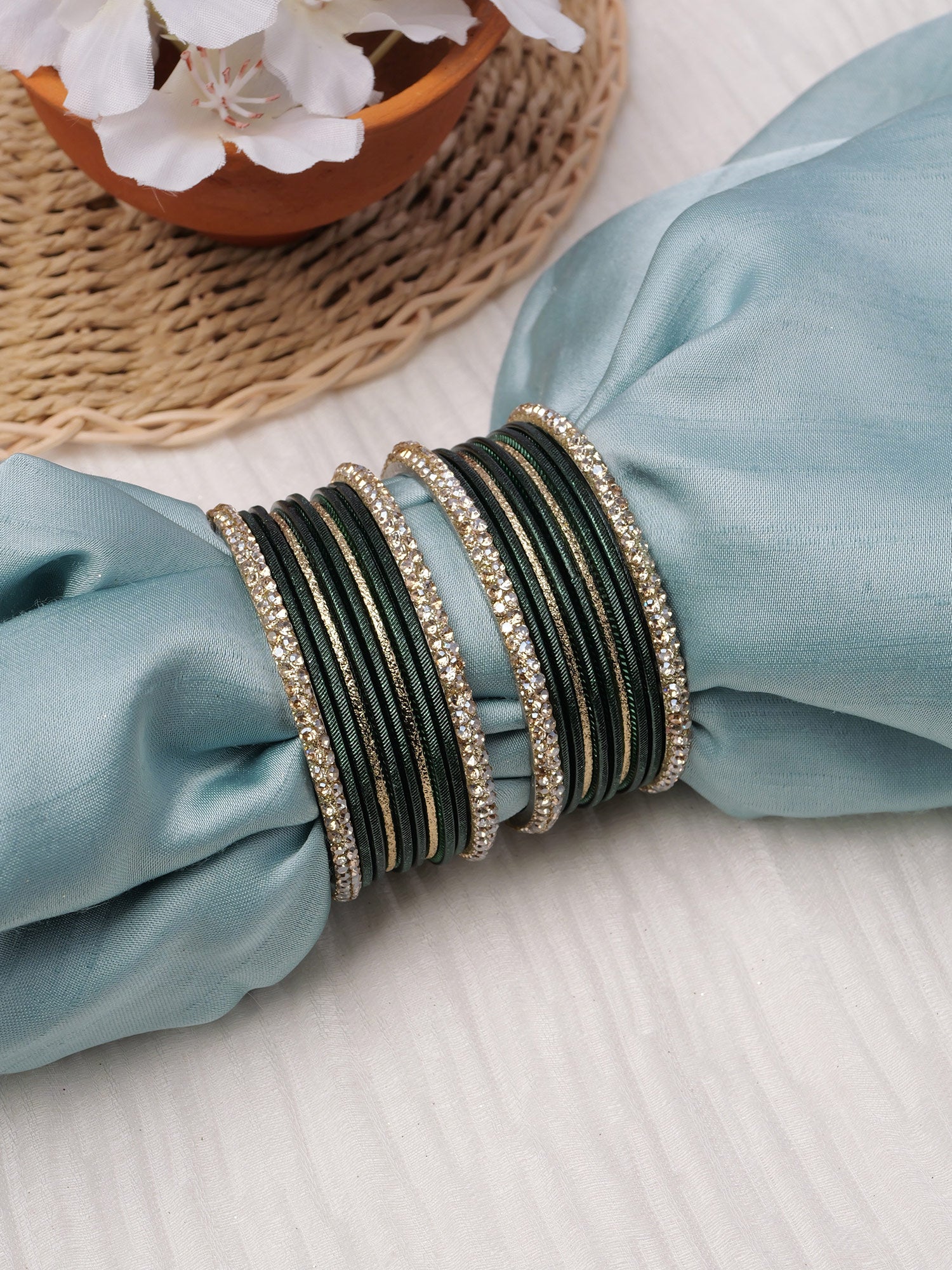 Lali Children's Two Hand Bangle Set in Green