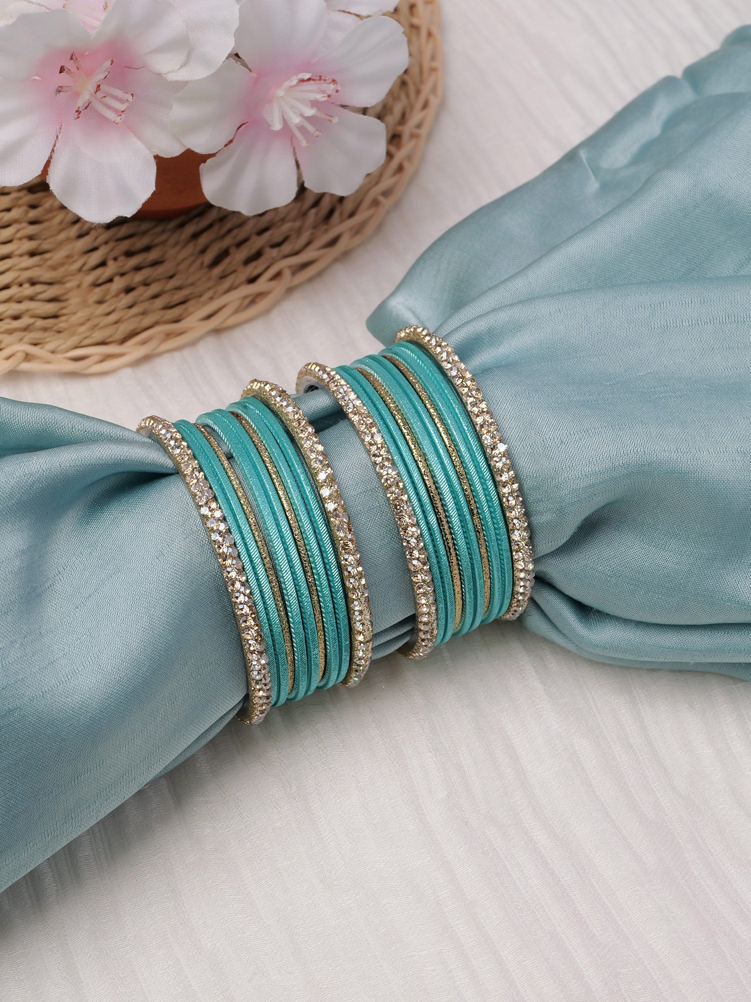 Lali Children's Two Hand Bangle Set in Sea Green