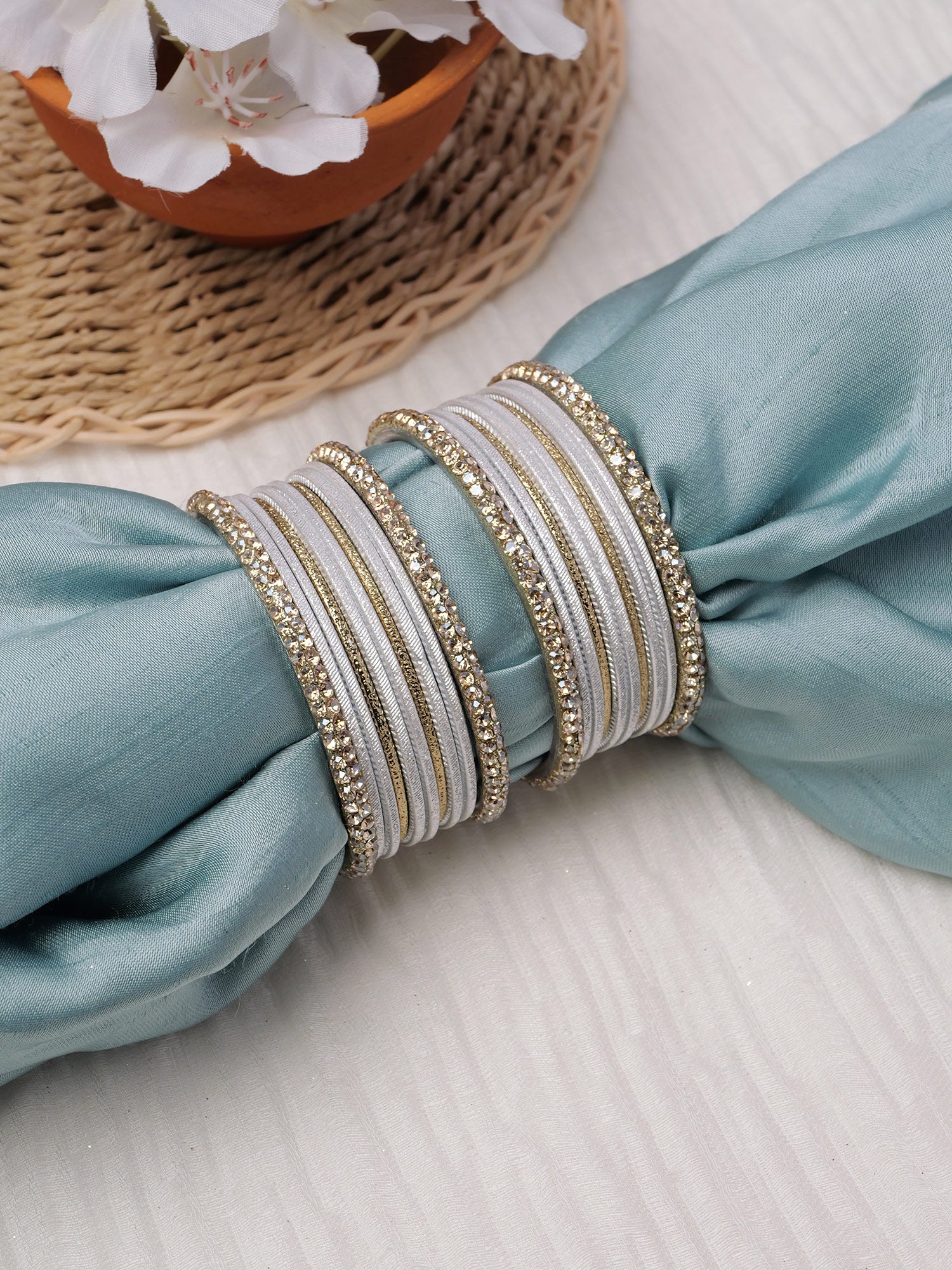 Lali Children's Two Hand Bangle Set in White