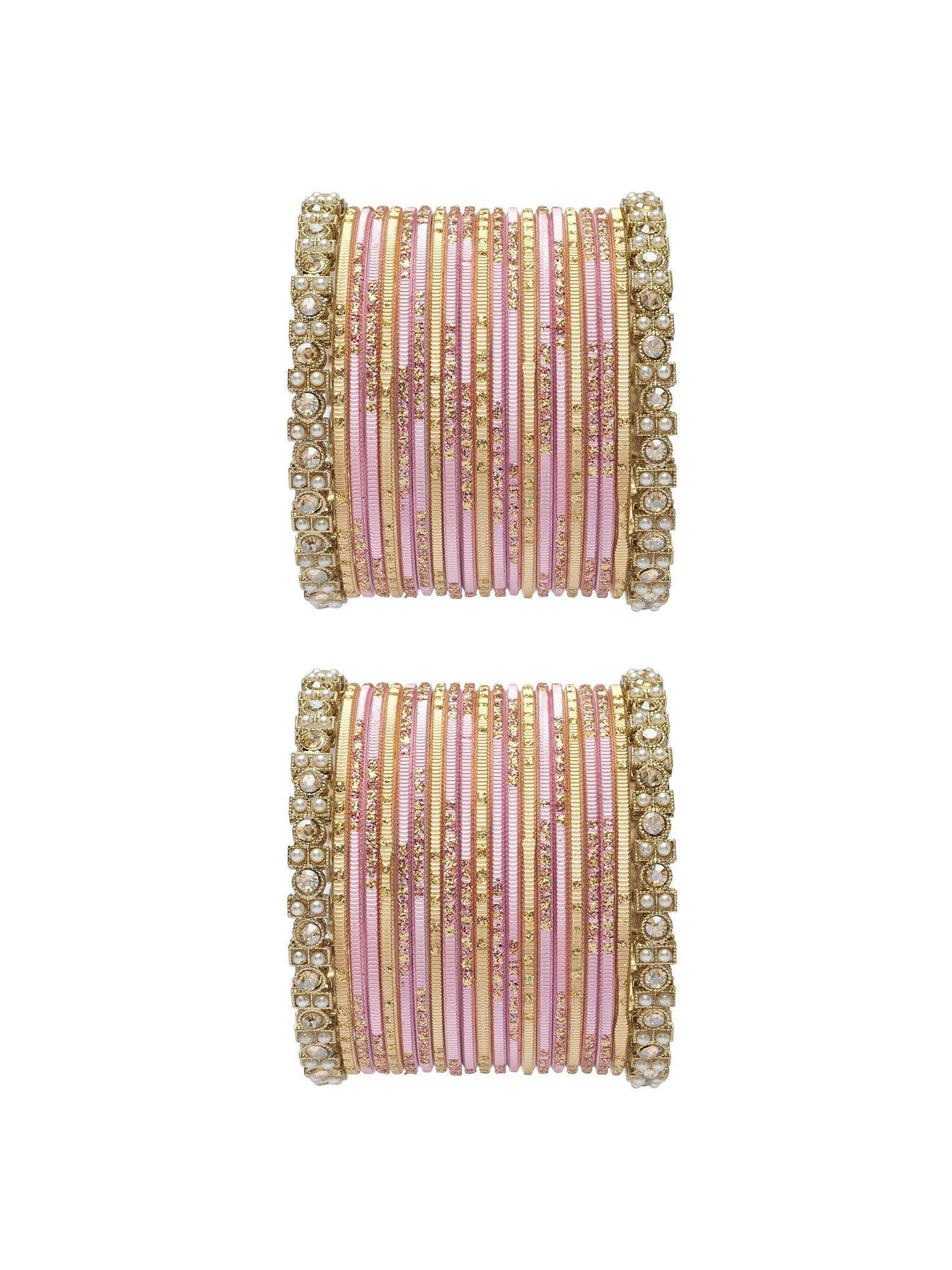 Mehira Two Hand Bangle Set in Light Pink