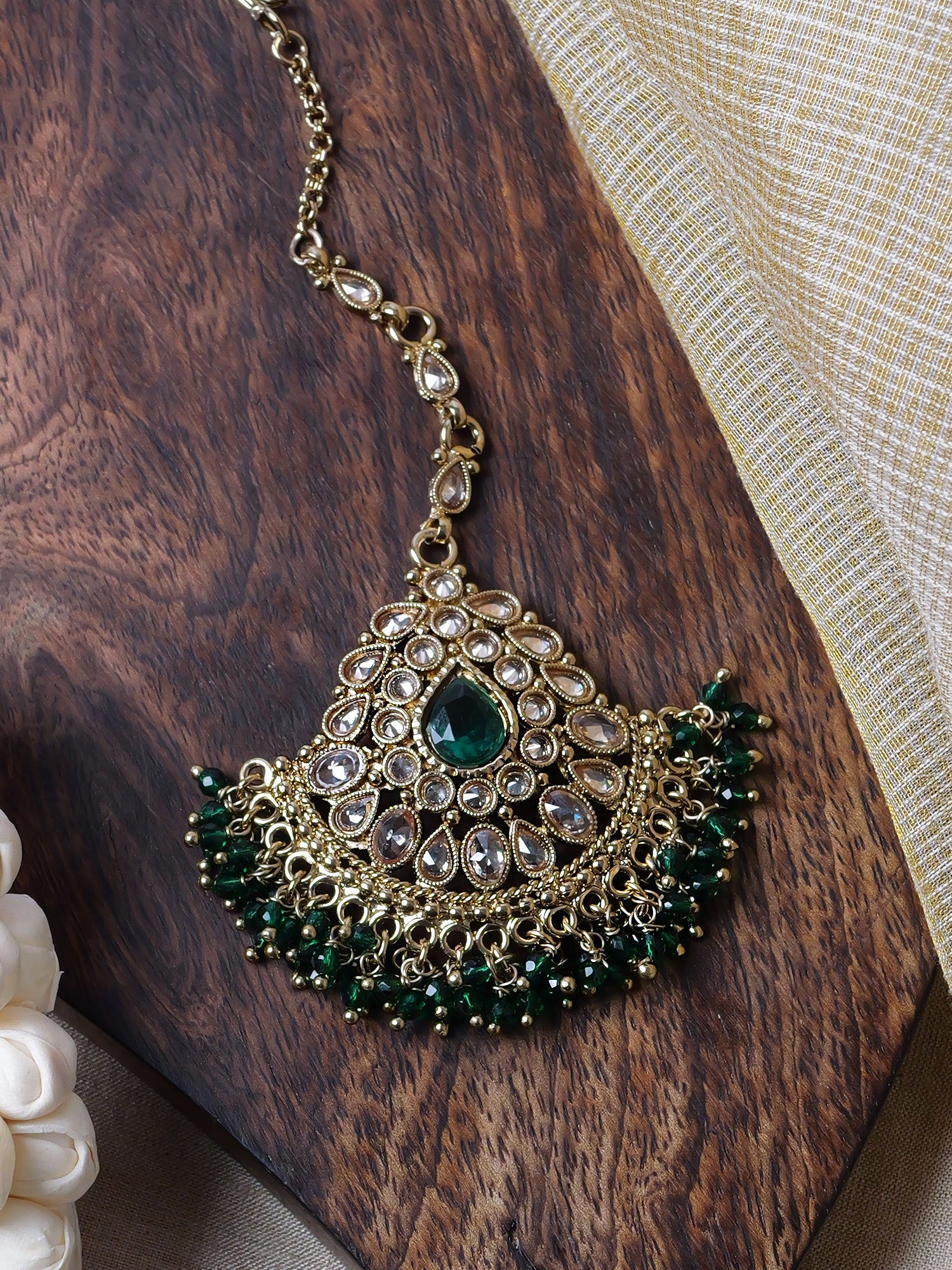 Ruhani Maang Tikka in Green