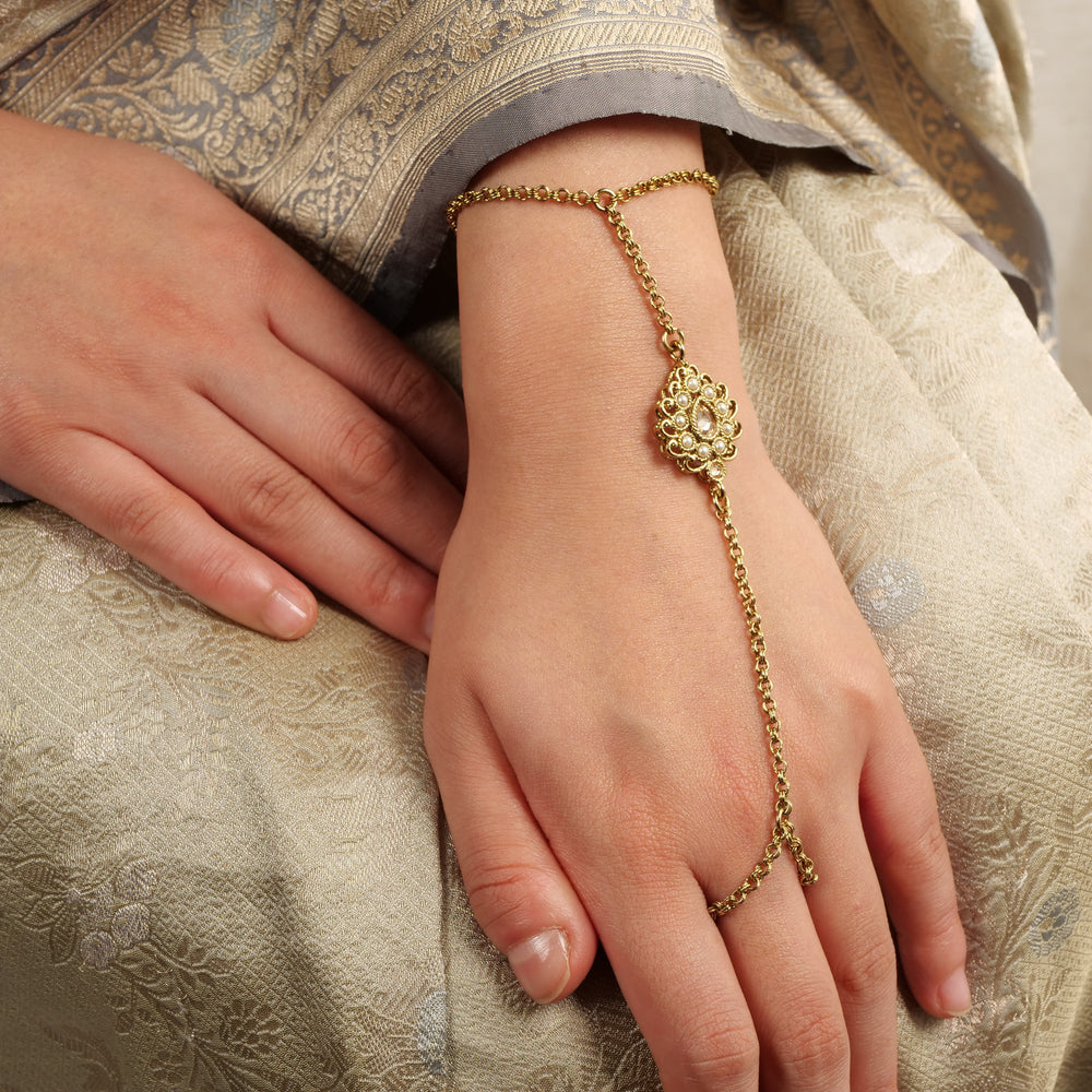 Hand Jewellery- Rings, Hand Chains & Bracelets in Antique Gold & Rhodium