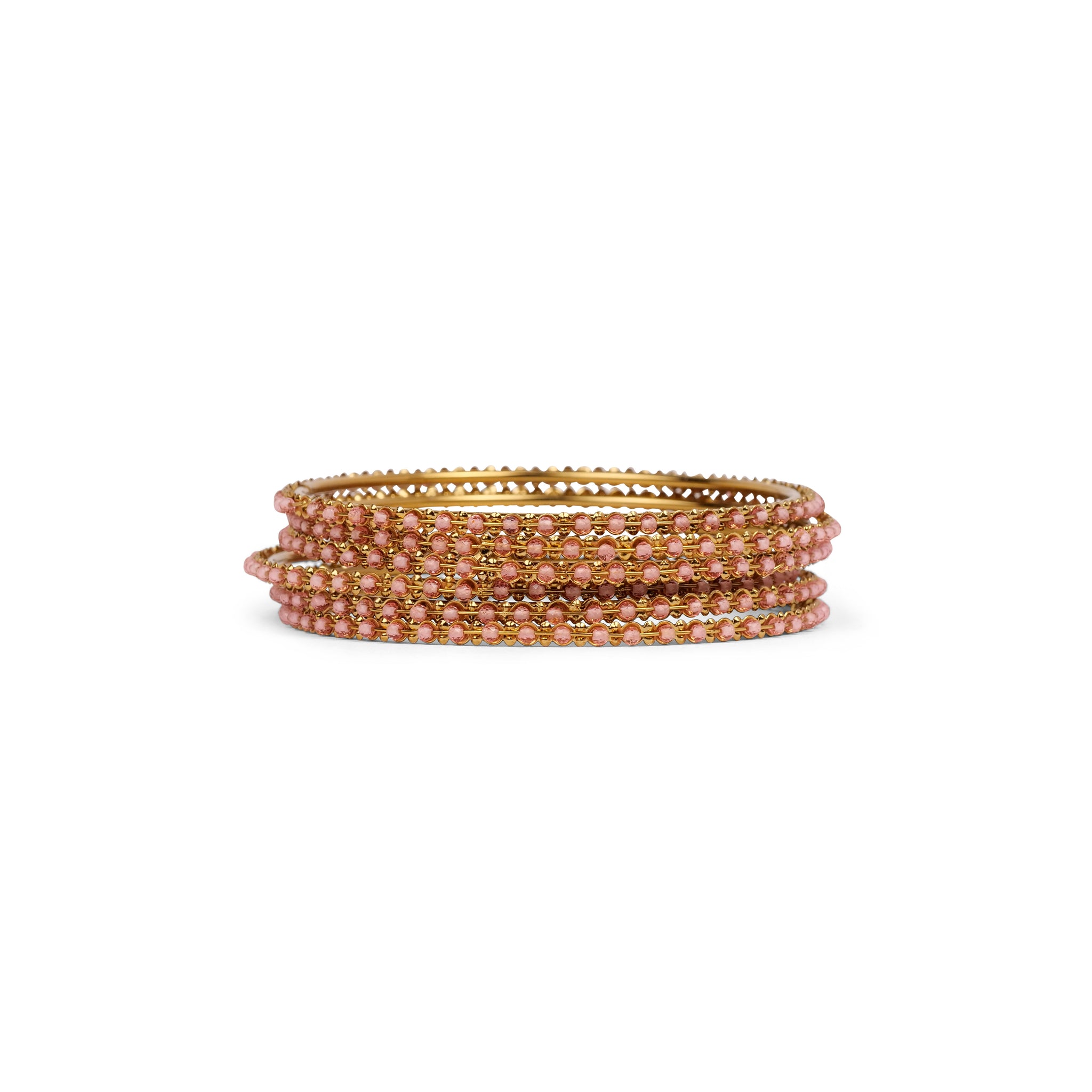 Set of 6 Light Pink Crystal Beaded Bangles